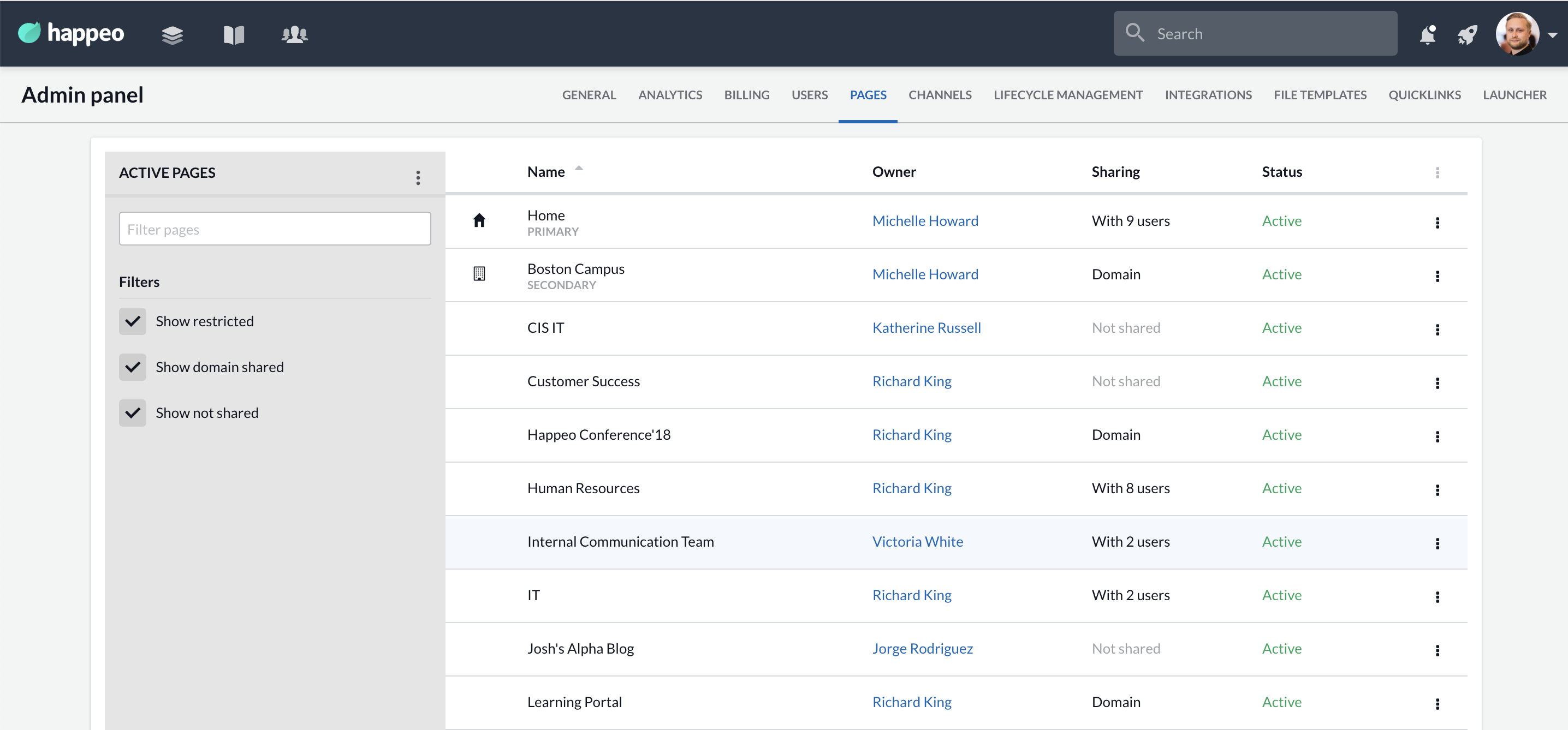 Admin Page Management